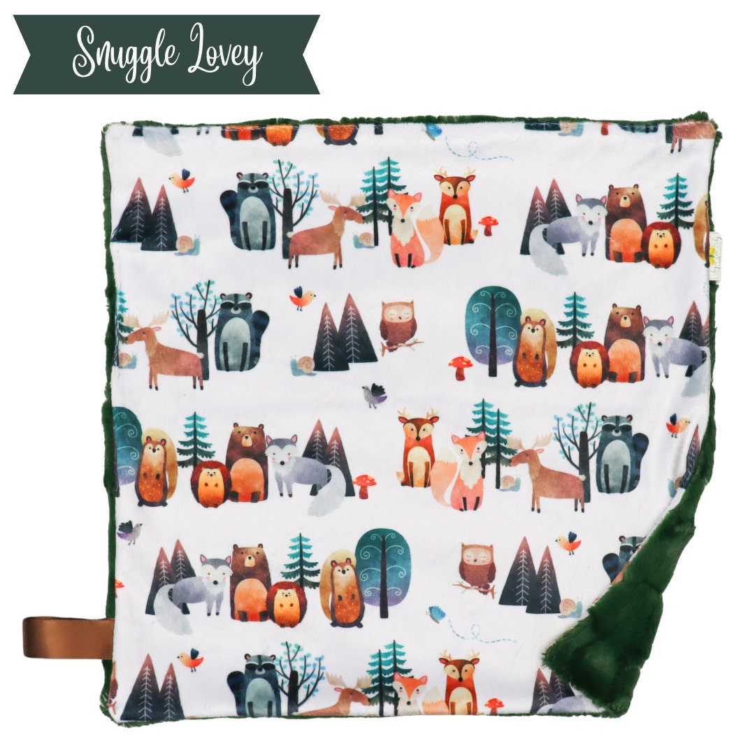 Woodland Critters | Snuggle Lovey | 15x15 | Tag Blanket | Minky Lovey ...