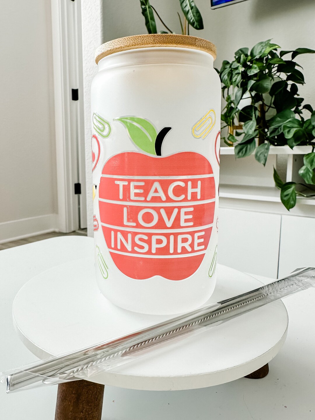 Teacher Appreciation Cup Frosted or Clear Libby Style Glass Cup Teacher ...