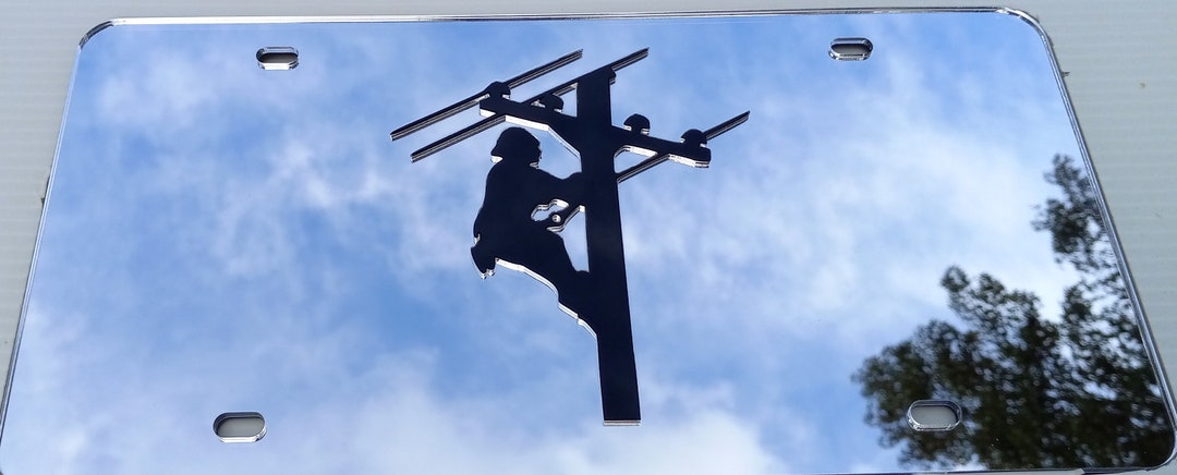 Lineman Electrical Crewman Worker Laser Cut Mirrored License Plate ...