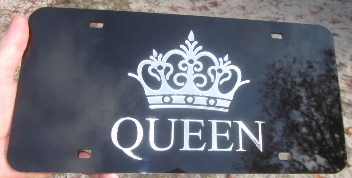 Queen Mirrored Laser Cut Acrylic License Plate Royalty - Etsy