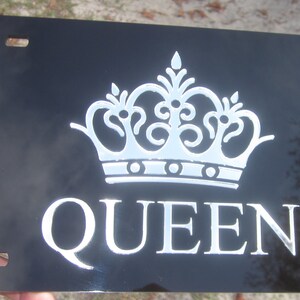 Queen Mirrored Laser Cut Acrylic License Plate Royalty Princess Crown ...