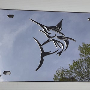 Sailfish Billfish Marlin Game Fish Laser Cut Acrylic Mirrored License ...
