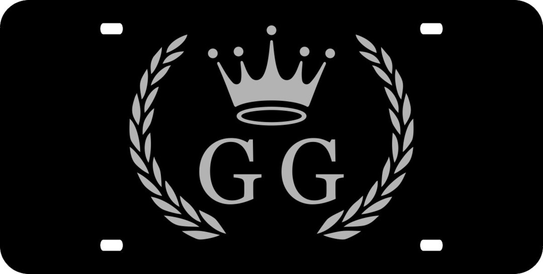 Custom Name With Crown GG Mirror Laser Cut Inlaid Design License Plate ...