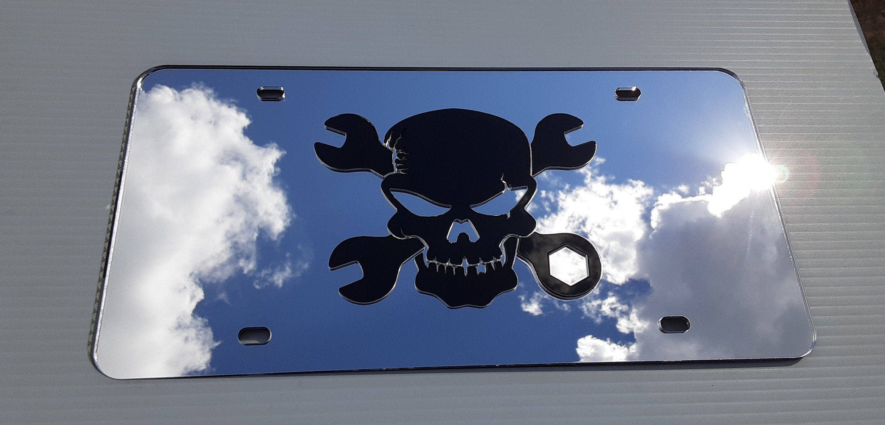 Mechanic Skull Wrenches Grease Monkey Mirror acrylic laser cut | Etsy