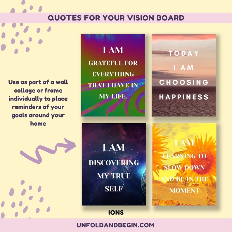 Vision Board Self-empowerment Affirmations Manifestation, Printable ...