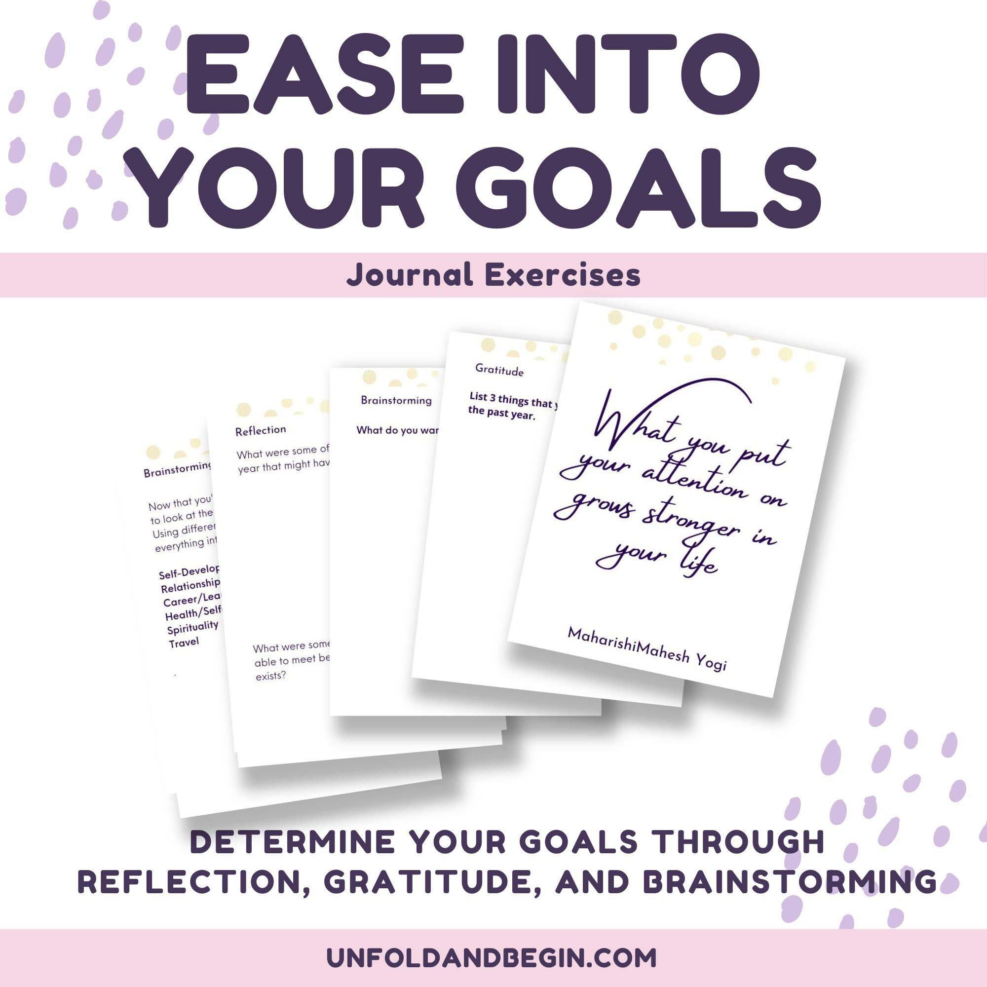 Ease Into Your Goals Journal. Printable Self-discovery Journal & Goal ...