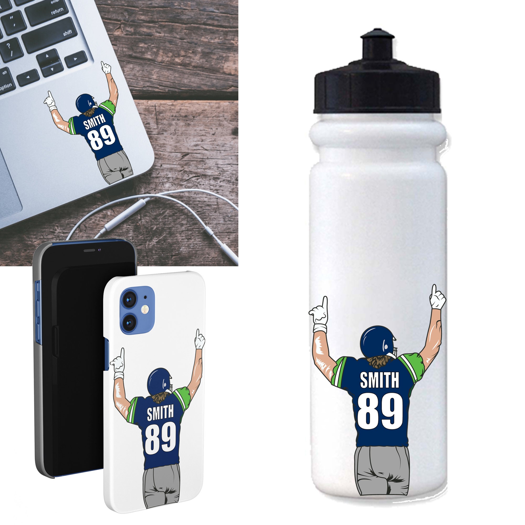 Personalized Football Cell Phone Sticker Laminated Decal for | Etsy