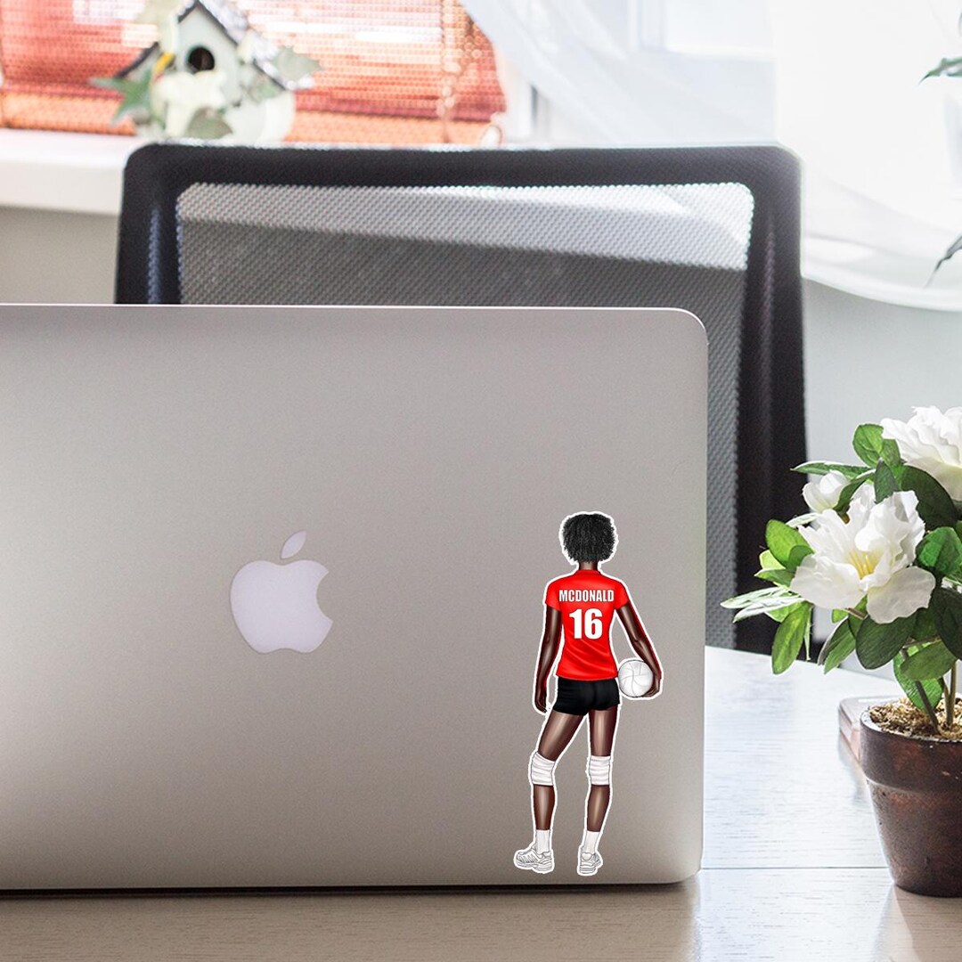 Personalized Female Volleyball Player Sticker: Custom Laptop Decal ...