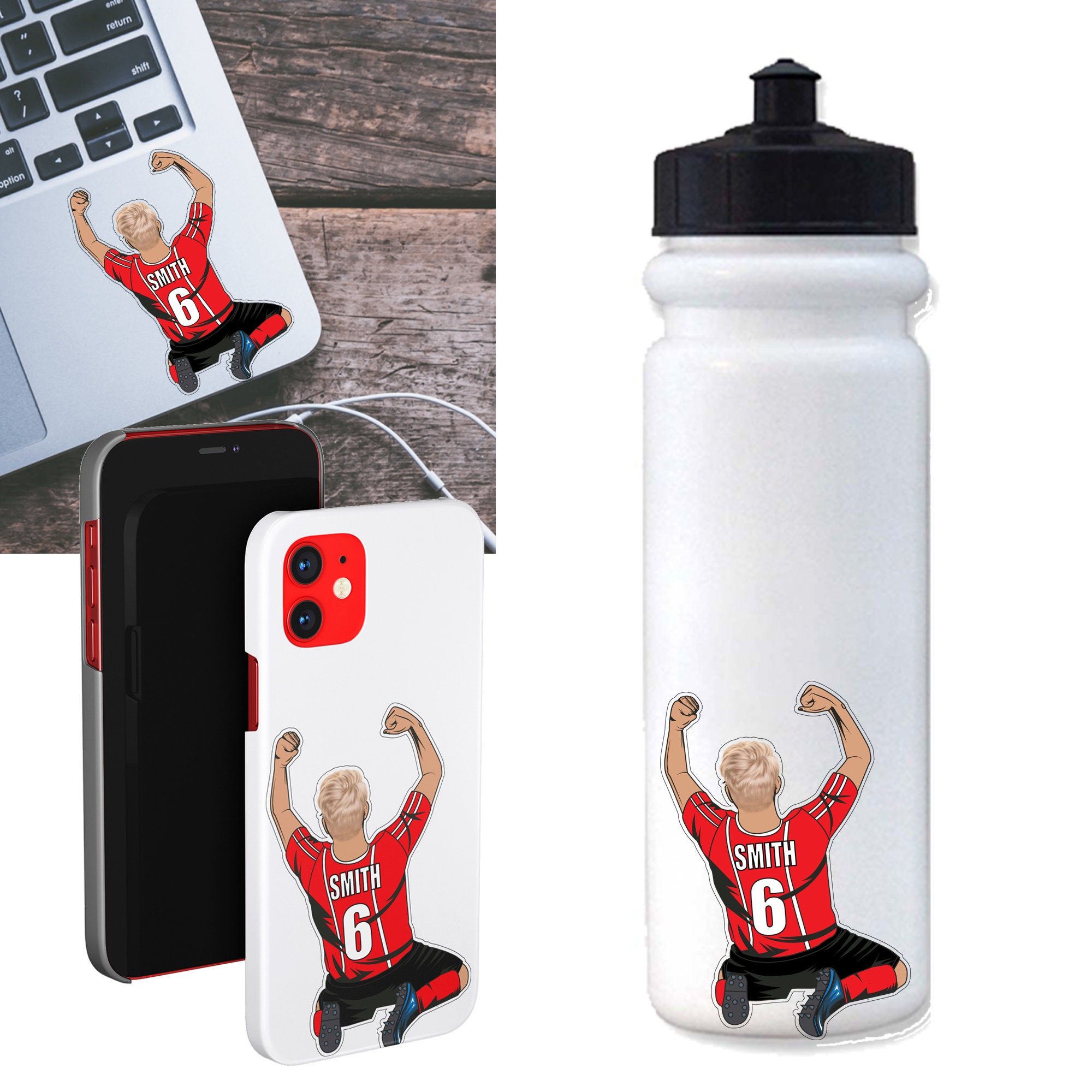 Personalized Soccer Stickers: Water Bottle, Laptop Decals - Player Gift ...