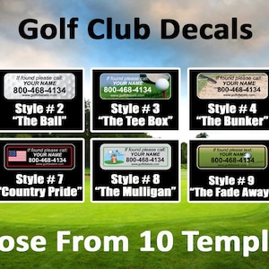 Personalized Golf Club ID Labels – Custom Name Stickers for Clubs – Set ...