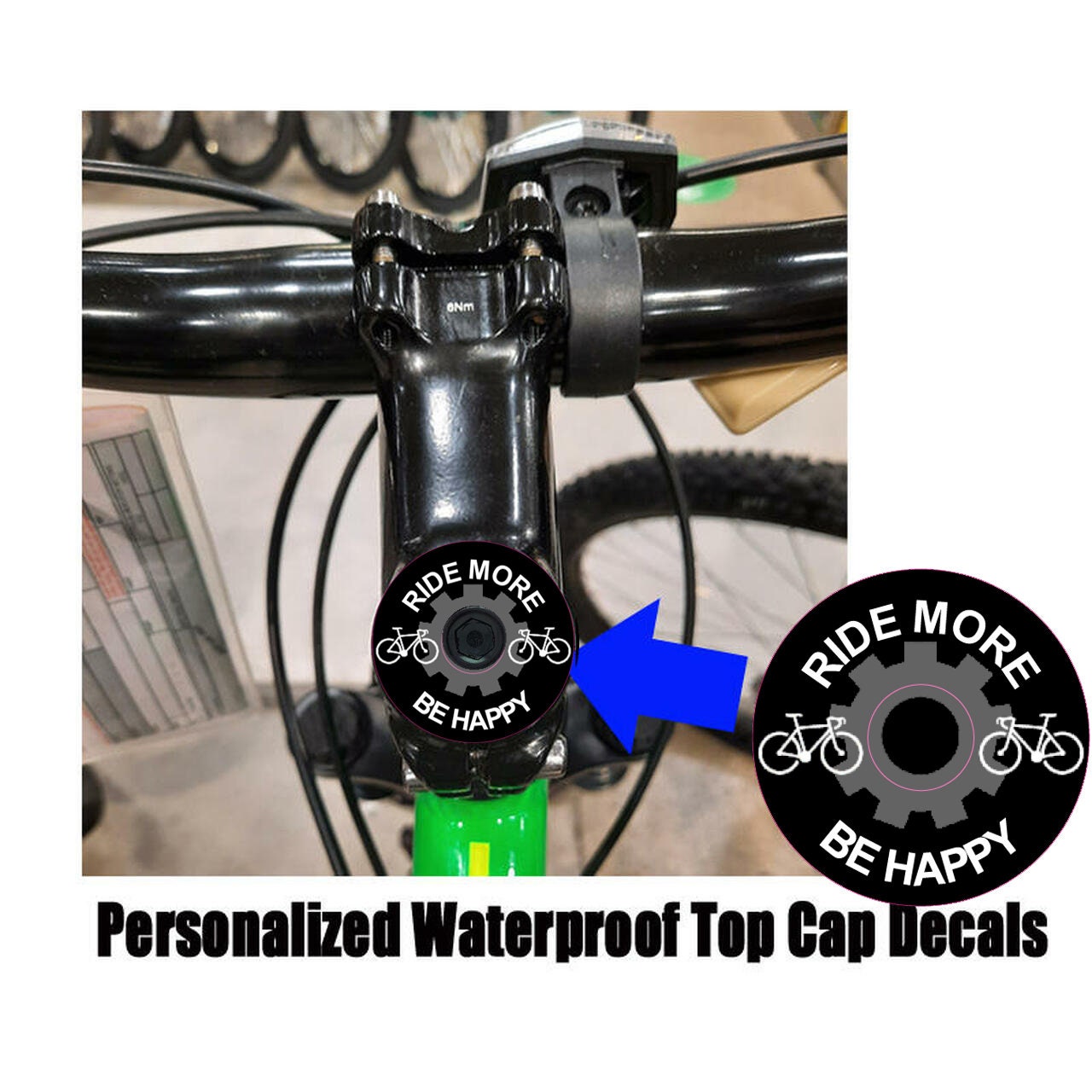 Ride More Be Happy Headset Top Cap Decal Set of 4 Mountain | Etsy