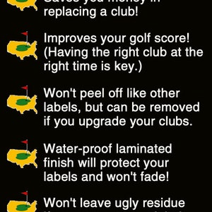 Personalized Golf Club ID Labels – Custom Name Stickers for Clubs – Set ...