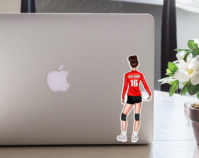 Personalized Glitter Volleyball Decal Sticker With Name and Number ...