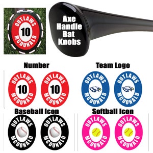 Personalized Baseball or Softball Bat Knob Stickers for Axe Handle or ...
