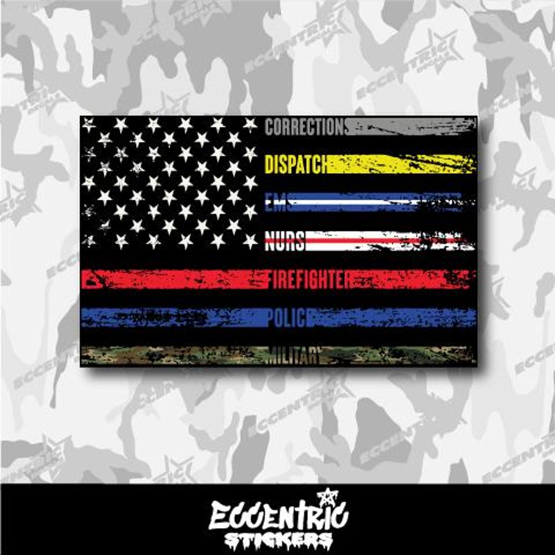 First Responders Support American Flag Vinyl Sticker || Thin Line ...