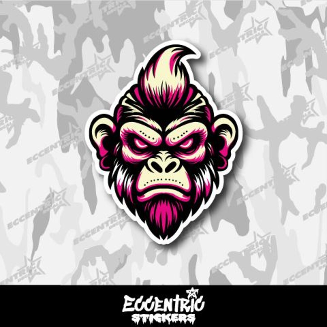Angry Pink Ape Vinyl Sticker - Etsy