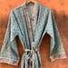 Teal Cotton Kimono Robes for Women Indian Dressing Gown Unisex ...
