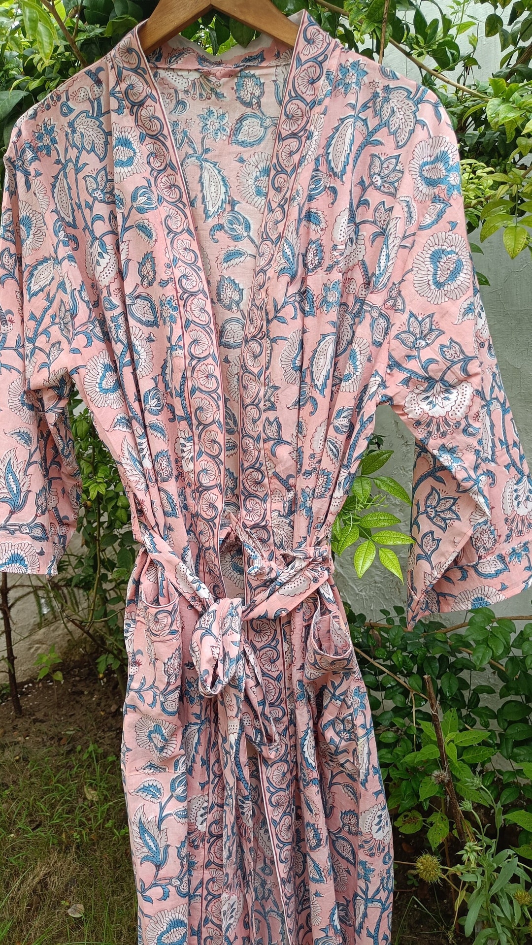 Cotton Kimono Robes for Women Indian Dressing Gown Unisex Blockprint ...