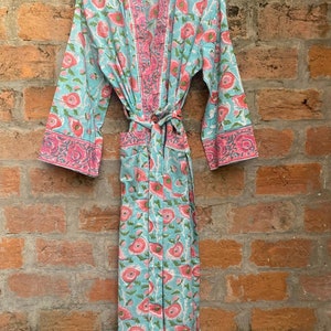 Block Print Cotton Kimono Robes for Women Indian Dressing Gown Unisex ...