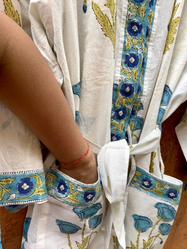 Block Print Robes Cotton Kimono Robe Kimono Robes Dressing | Etsy