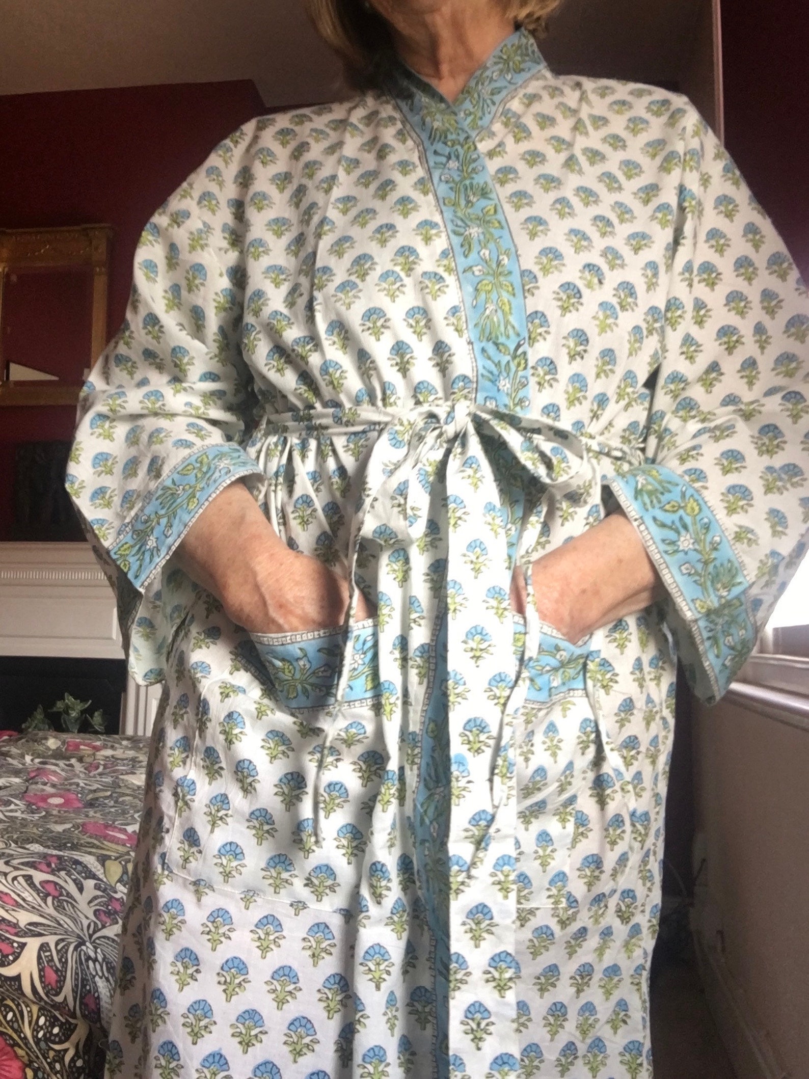 Blockprint Cotton Kimono Robes Unisex Robe Indian Dressing Gown Unisex ...