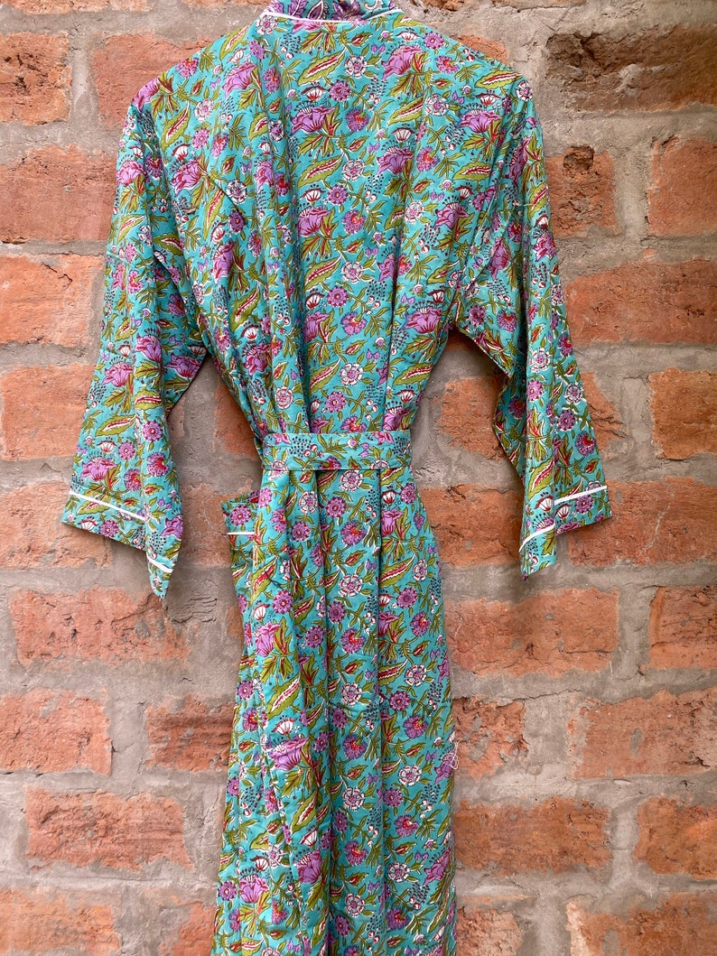 Cotton Kimono Robe Block Print Robes for Womendressing Gown | Etsy