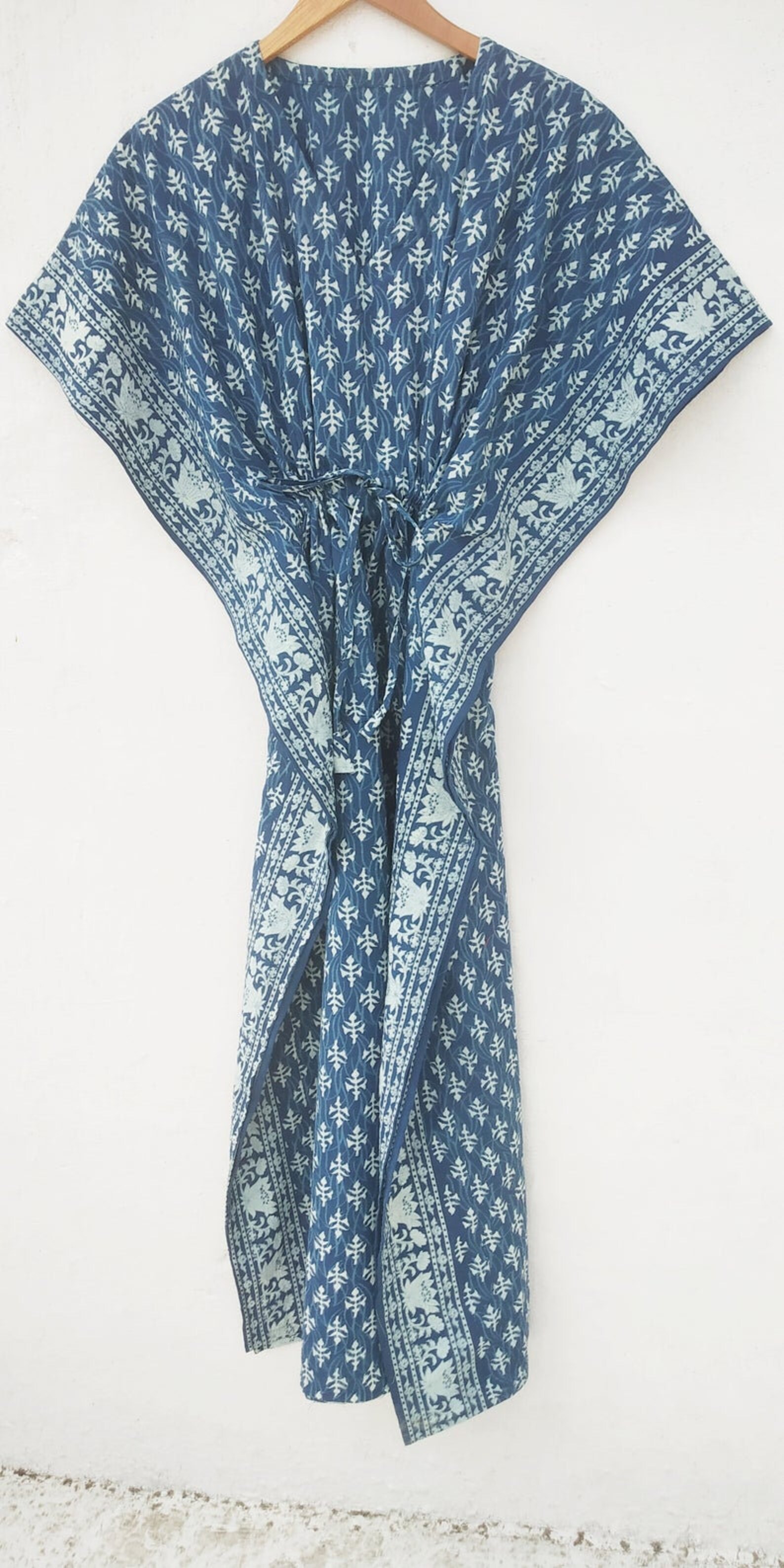 Summer Cotton Kaftan Blue Beach Cover Loungewear Indigo | Etsy