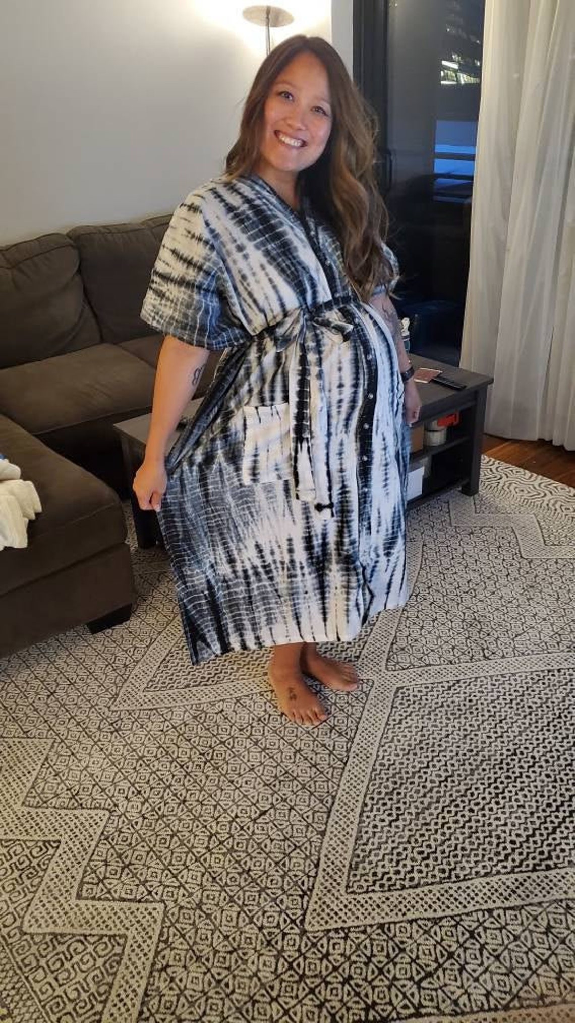 Pregnancy Gown Maternity Robe Black Hospital Gown Delivery - Etsy