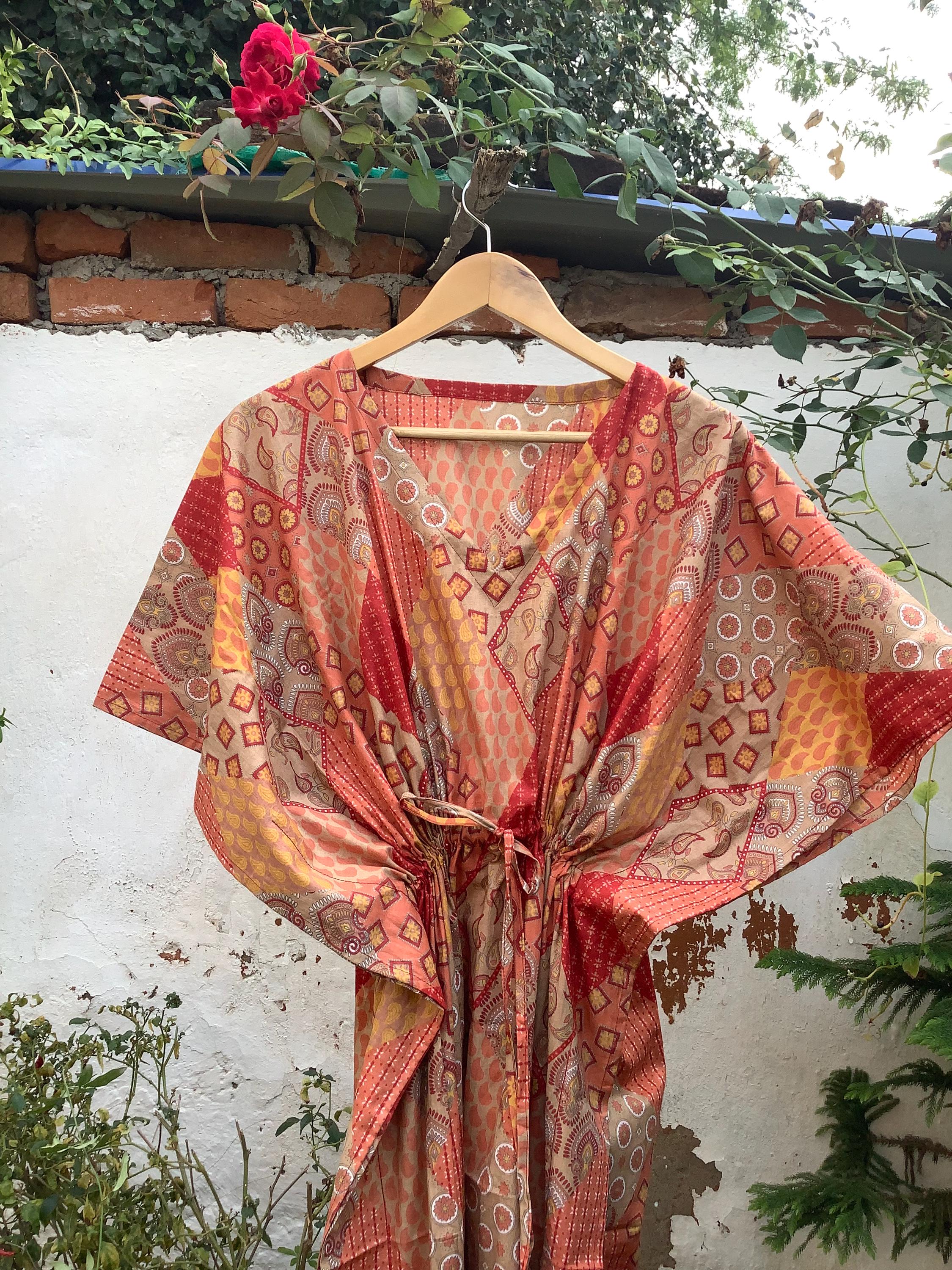 Cotton Maxi Caftan Dress: Plus Size Kimono Loungewear - Etsy