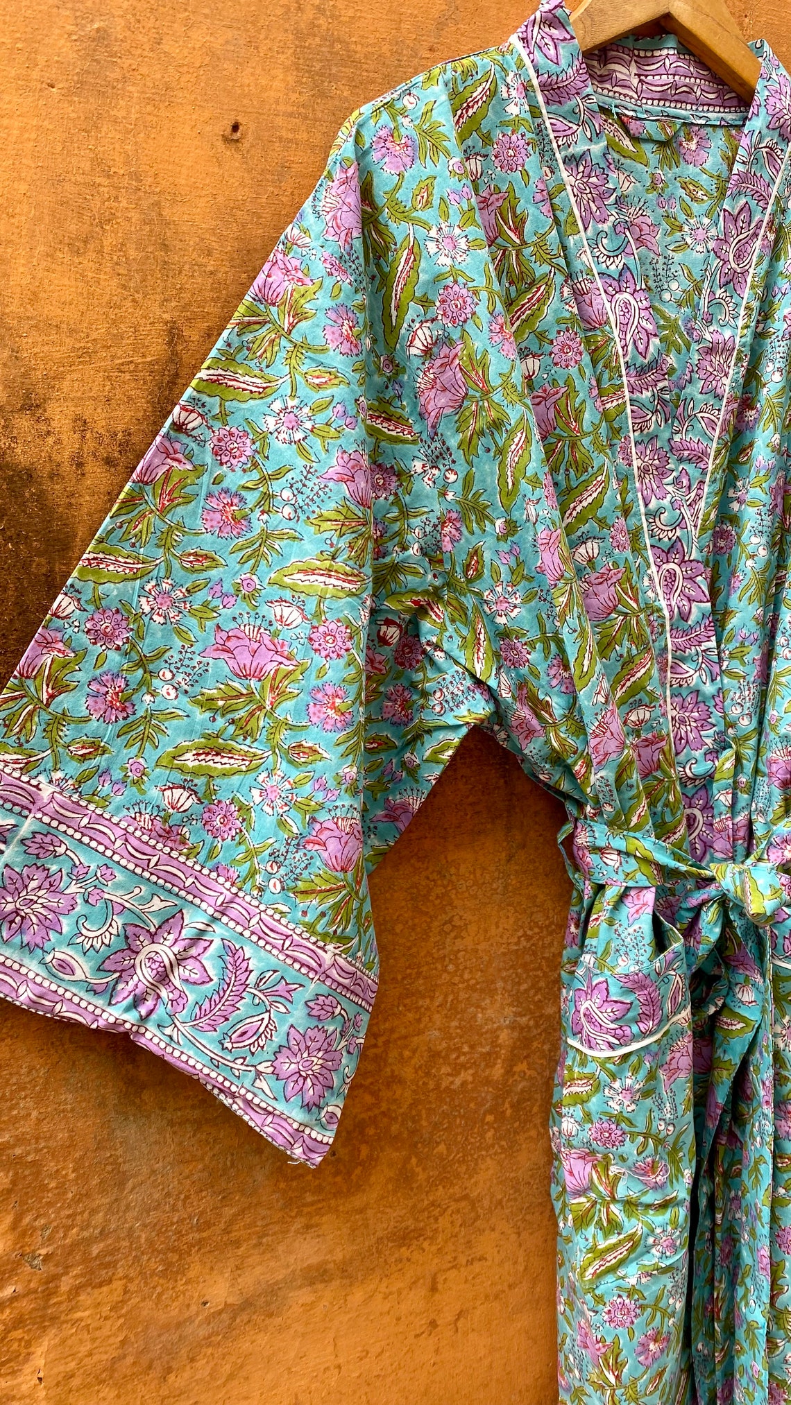 Cotton Kimono Robe Block Print Robes for Womendressing Gown | Etsy