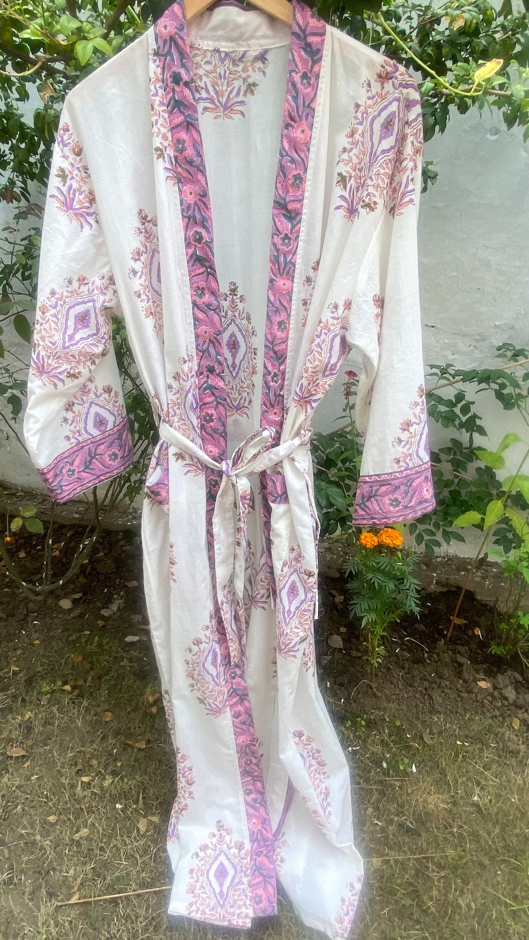 Block Print Robes Cotton Kimono Robe Kimono Robes Dressing Gown Women's ...