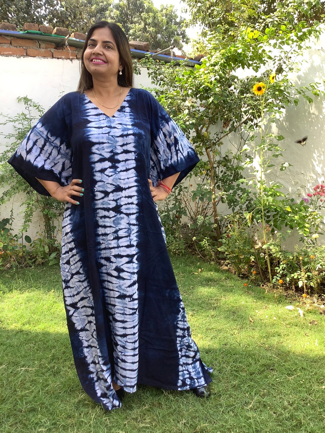 RAYON Kaftan, Hand Tie Dyed Caftan, Kaftan Maxi Dress, Holiday Wear, Kimono Robe, Plus Size ...