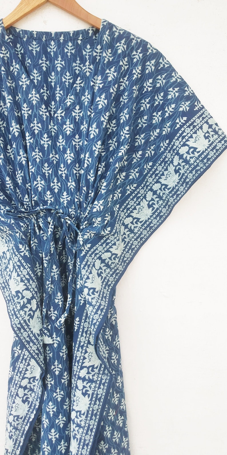 Summer Cotton Kaftan Blue Beach Cover Loungewear Indigo - Etsy
