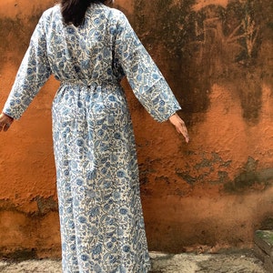 Block Print Robes Cotton Kimono Robe Kimono Robes Dressing Gown Women's ...