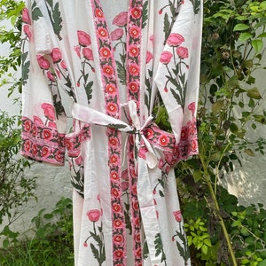 Block Print Robes Cotton Kimono Robe Kimono Robes Dressing Gown Women's ...