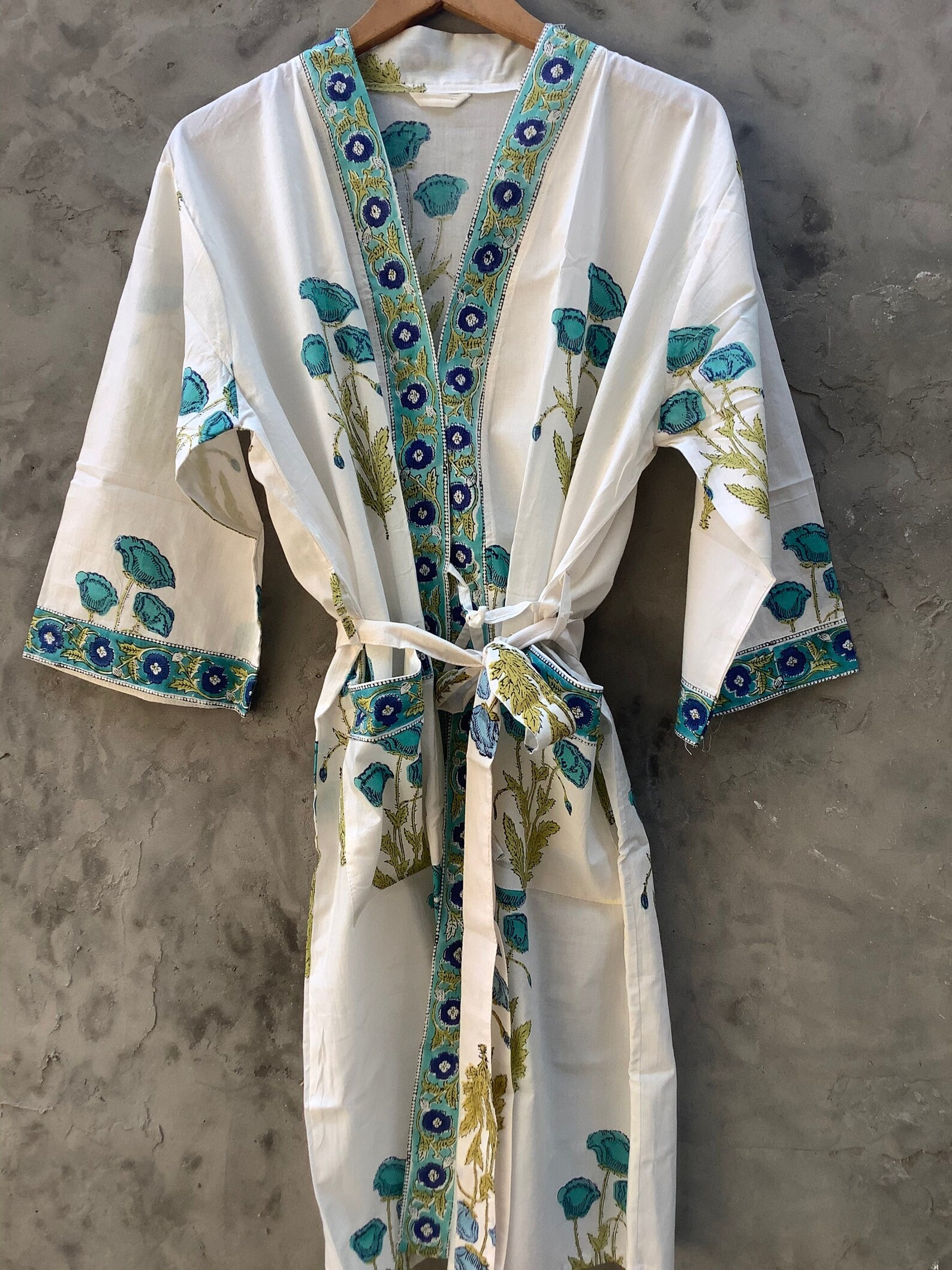 Block Print Robes Cotton Kimono Robe Kimono Robes Dressing - Etsy