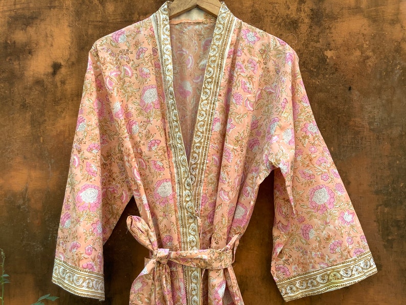 Hand Block Cotton Kimono Robes for Women Indian Dressing Gown - Etsy UK