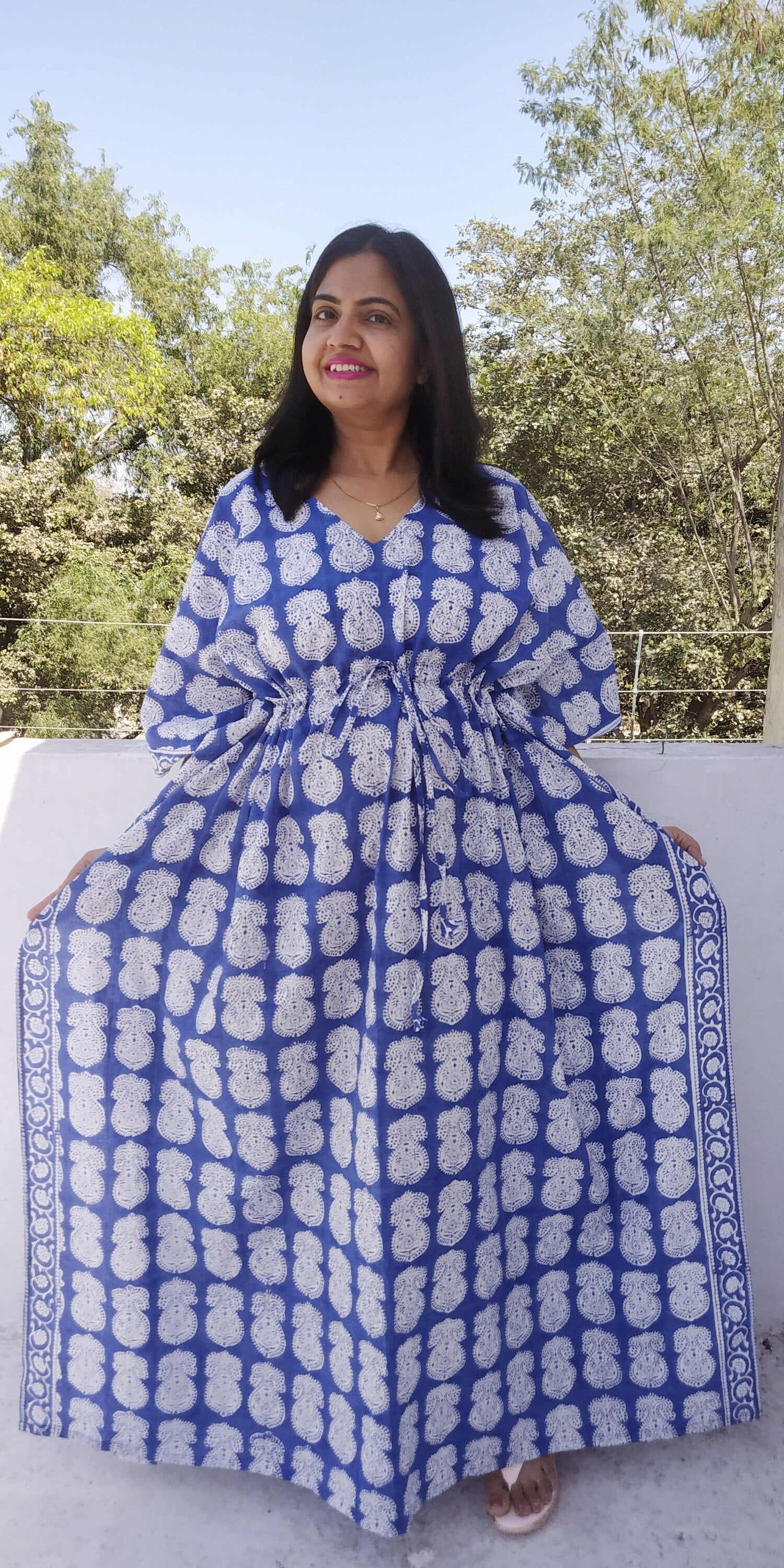 Summer Cotton Kaftan Blue Beach Cover Loungewear Indigo - Etsy