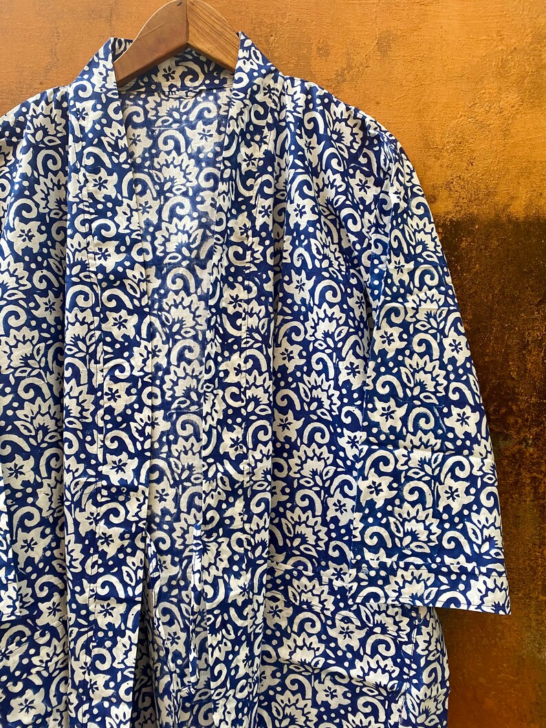 Cotton Kimono Robe Block Print Robes for Womendressing Gown | Etsy