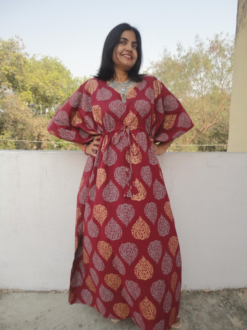 Indian Dress, Indian Blockprint Dress, Indian Caftan, Bohemian Clothing ...