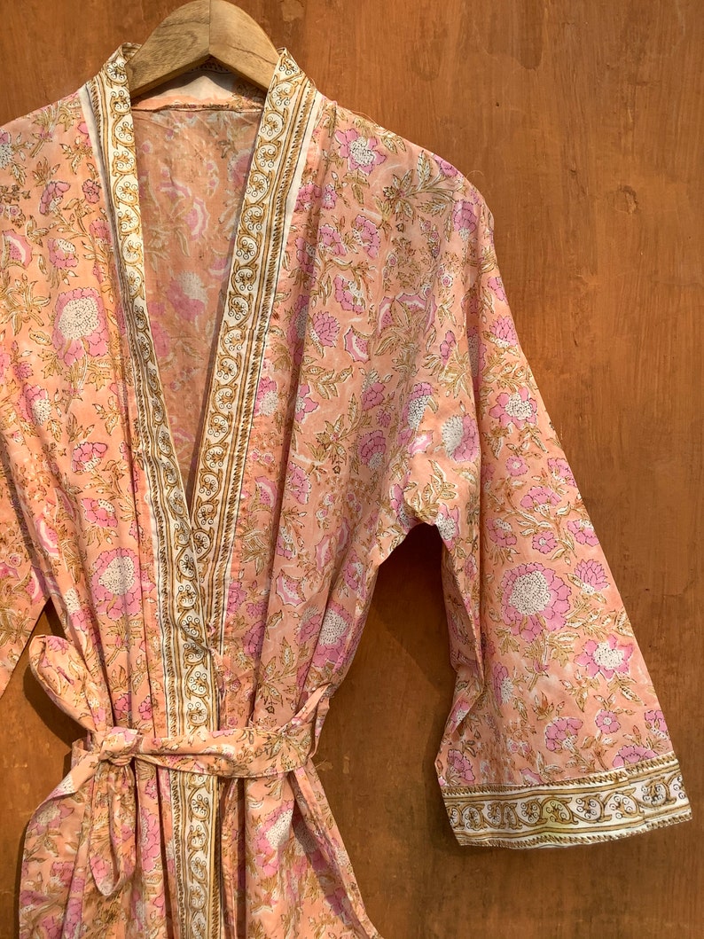 Hand Block Cotton Kimono Robes for Women Indian Dressing Gown - Etsy UK