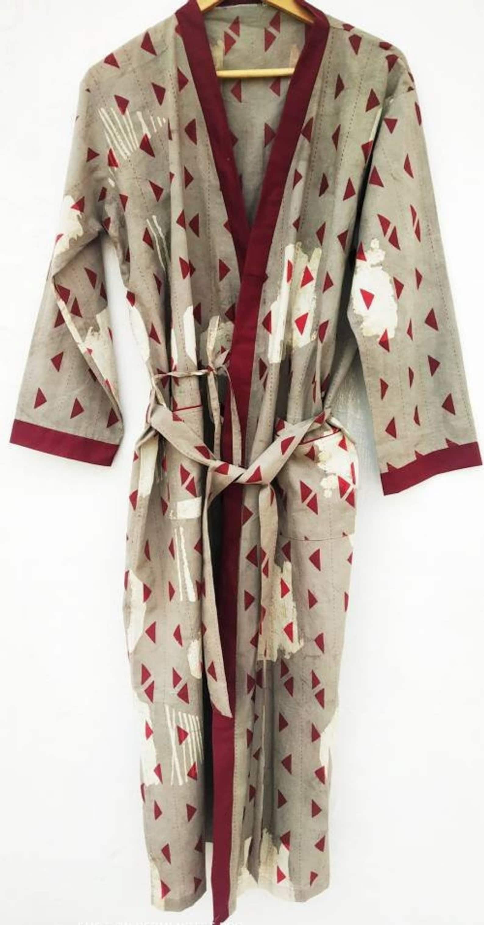 Block Print Robes Cotton Kimono Robe Kimono Robes Dressing - Etsy
