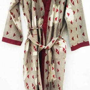 Block Print Robes Cotton Kimono Robe Kimono Robes Dressing Gown Women's ...