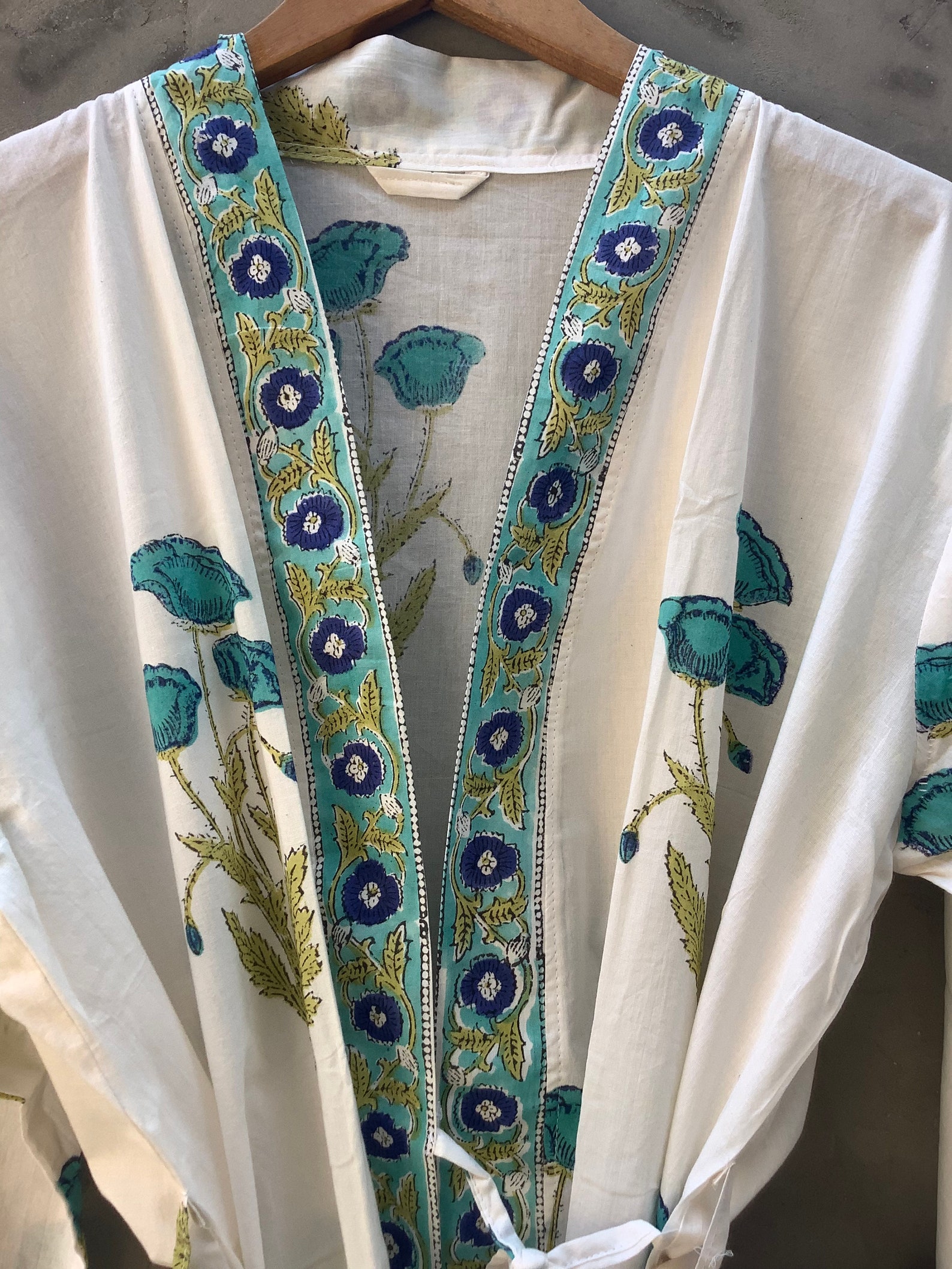 Block Print Robes Cotton Kimono Robe Kimono Robes Dressing - Etsy
