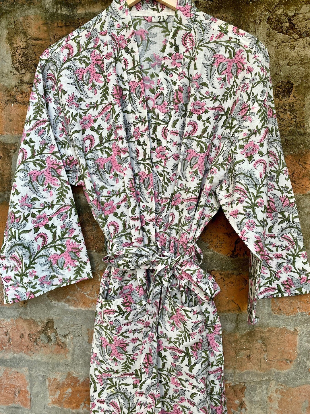 Cotton Kimono Robe, Block Print Robes for Women,dressing Gown, Plus ...