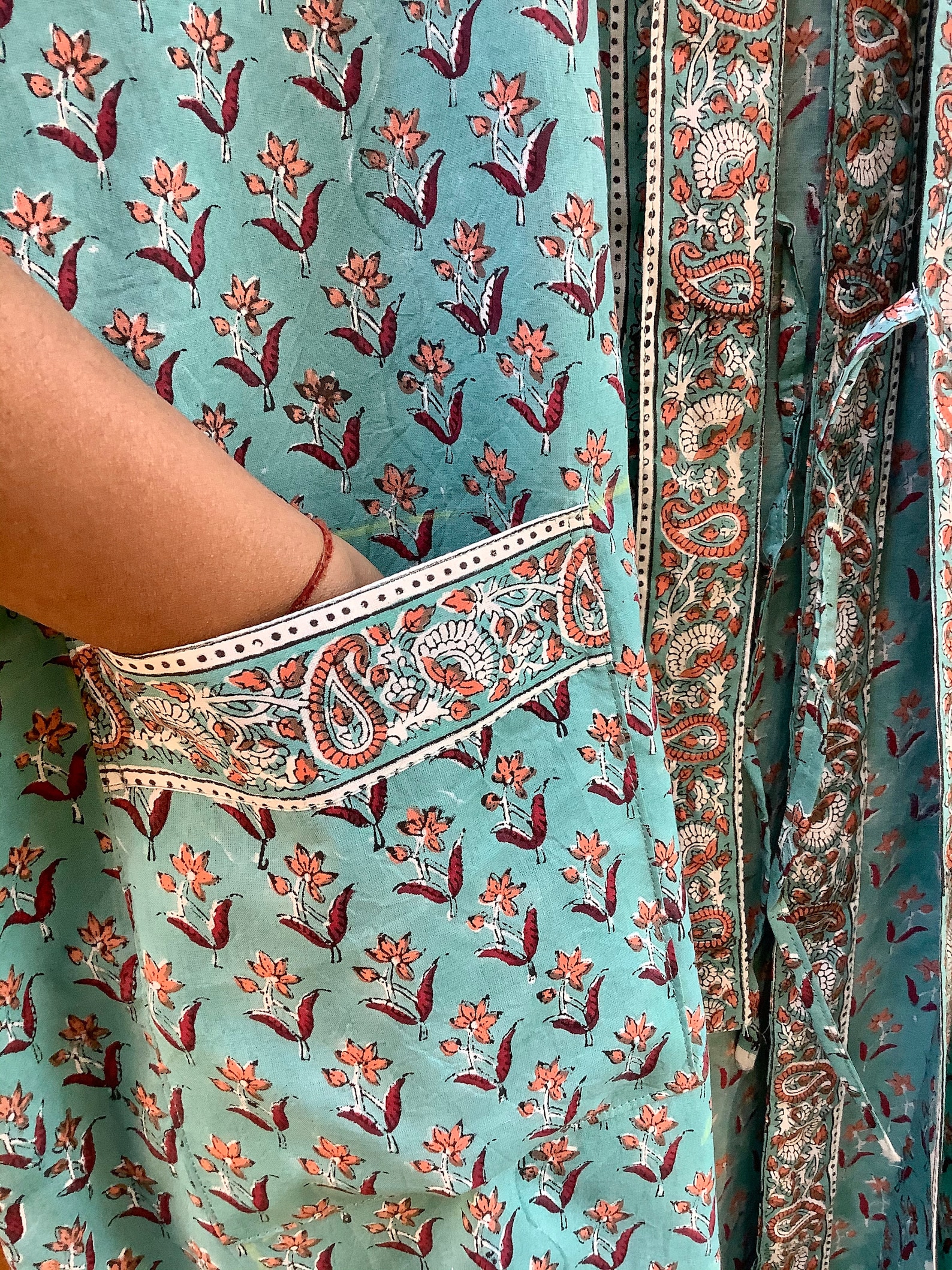 Teal Cotton Kimono Robes for Women Indian Dressing Gown Unisex - Etsy
