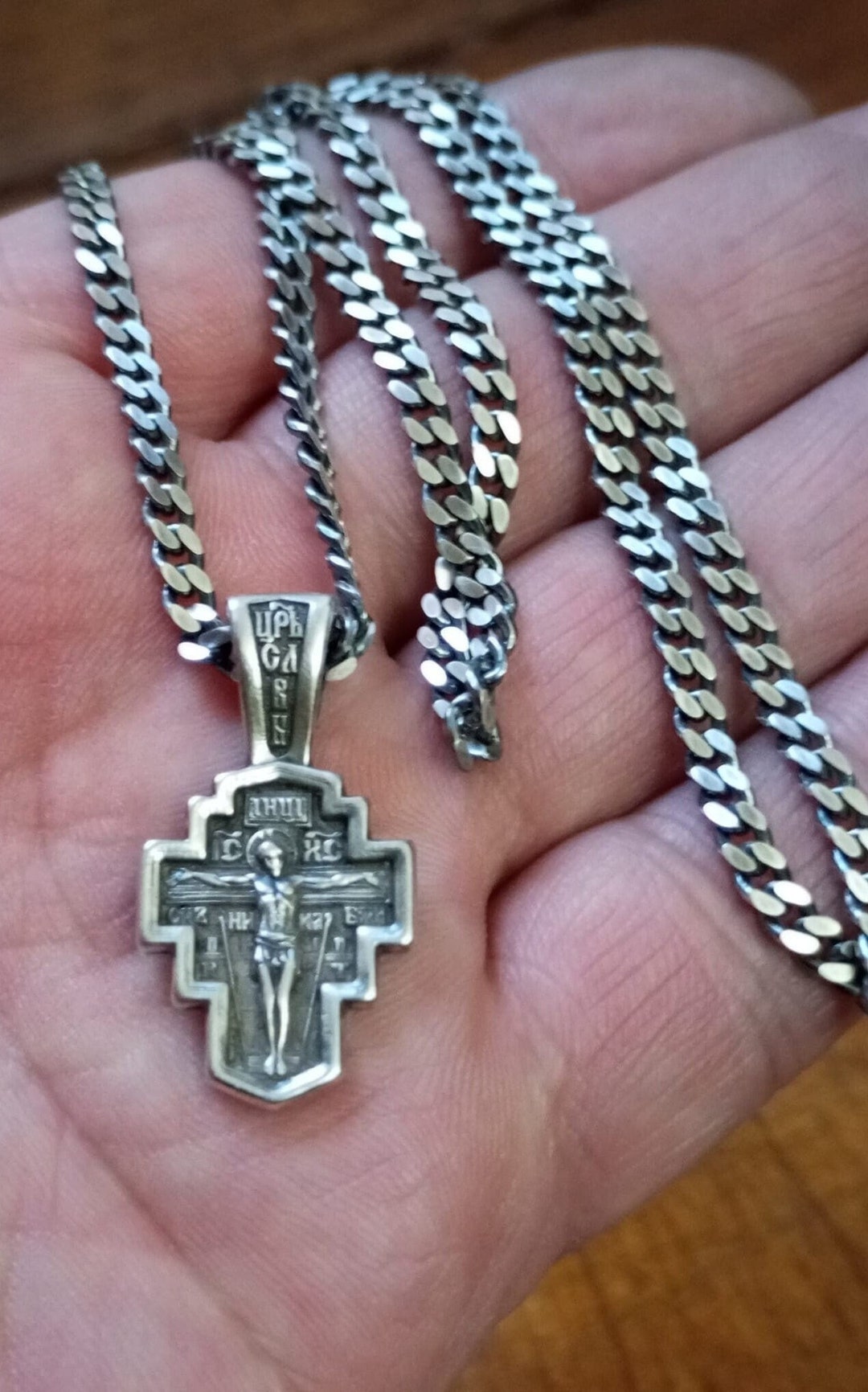 925 Silver, Cross of Jesus Christ, Crucifixion of Christ, Great Martyr ...