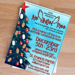 Angel Giving Tree Flyer Template- Editable in Canva - Fundraiser Flyer ...