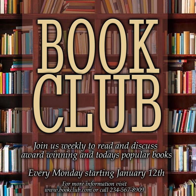 Book Club Flyer and Instagram Template Editable Photoshop - Etsy