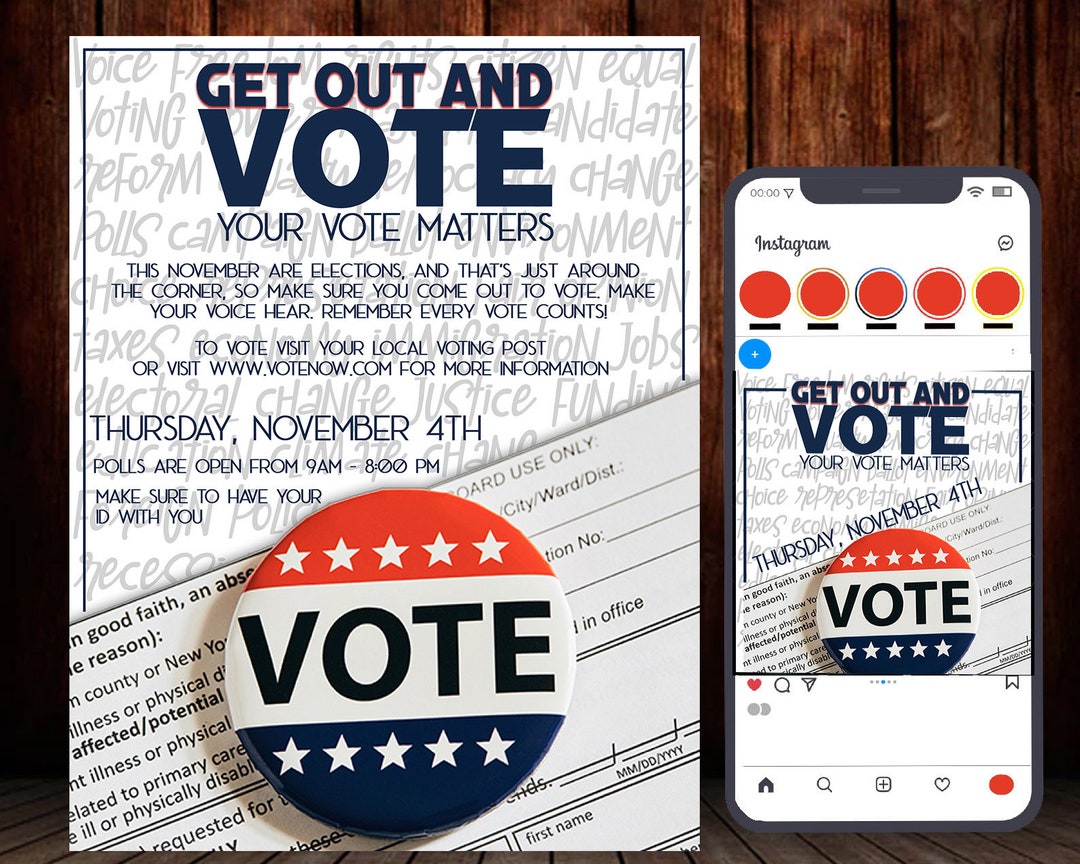 Get Out and Vote Flyer and Instagram Postelection Photoshop - Etsy